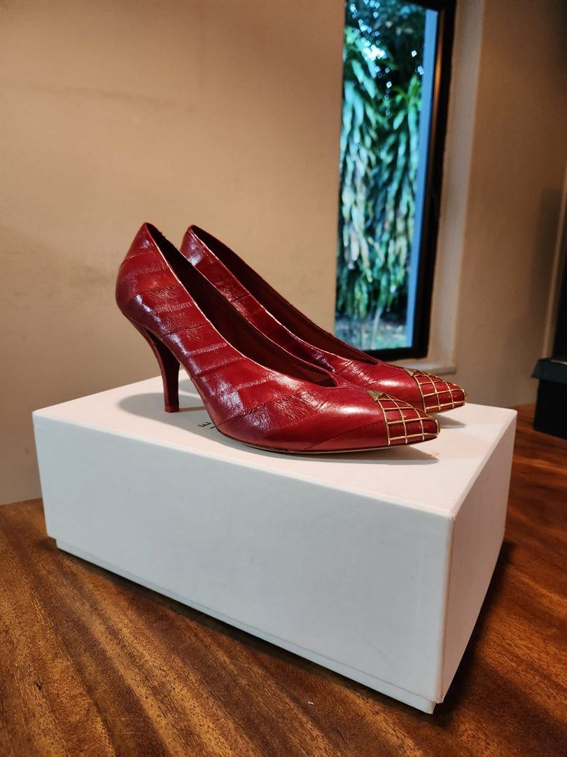 Celine Paris red high heels, Women's Fashion, Footwear, Heels on Carousell