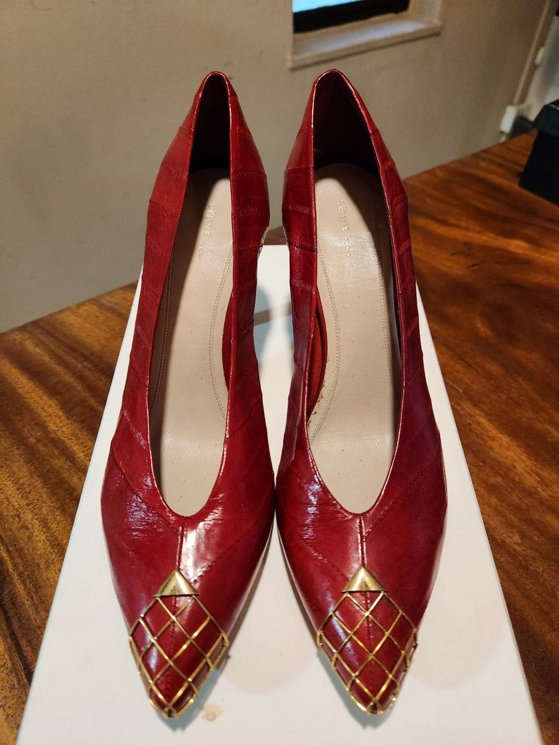 Celine Paris red high heels, Women's Fashion, Footwear, Heels on Carousell