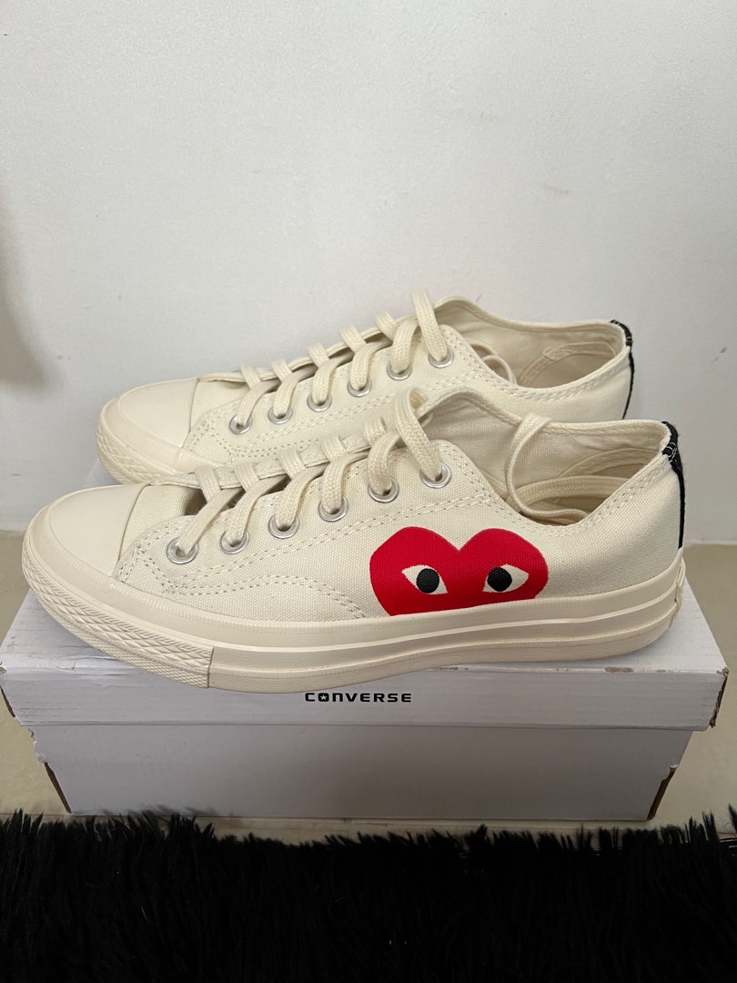 Converse x CDG Play Chuck Low Shoes- Beige, Women's Fashion, Footwear ...