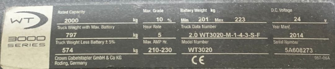 Crown Electronic Pallet Truck (WT3020) - Warehouse Equipment, Everything Else on Carousell