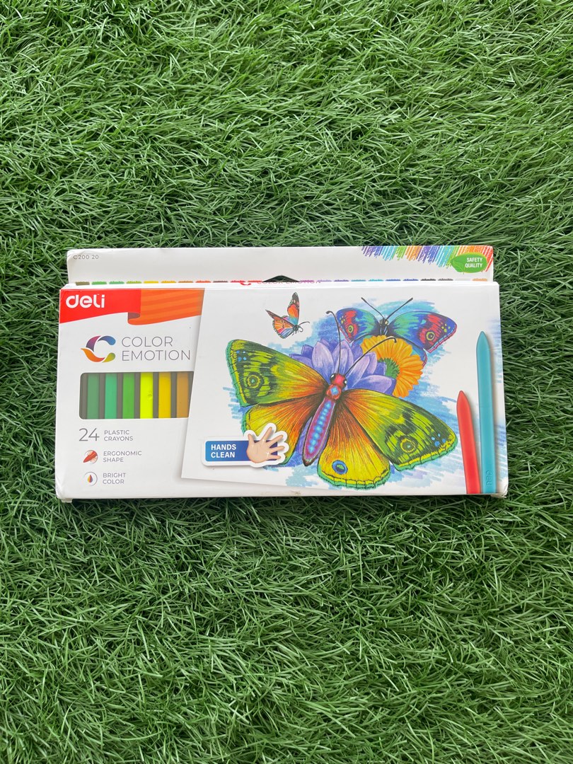 Deli Krayon Sekolah 24 Warna Cerah Bentuk segitiga ergonomis tidak ...