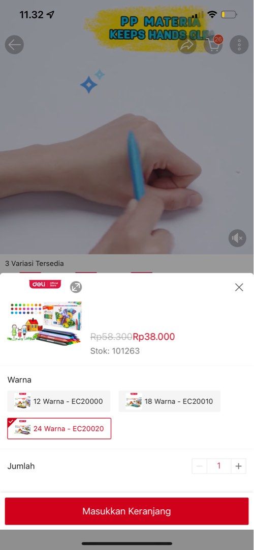 Deli Krayon Sekolah 24 Warna Cerah Bentuk segitiga ergonomis tidak ...