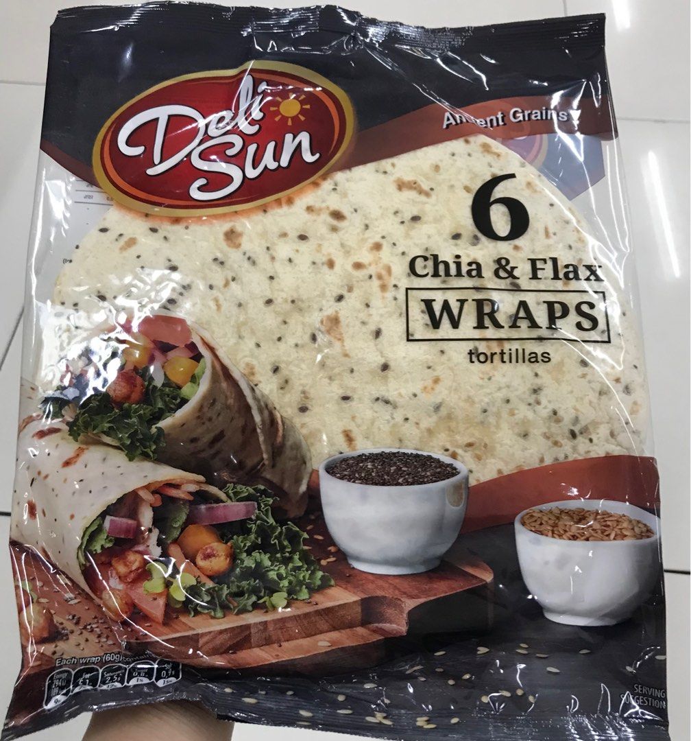 Deli Sun Chia & Flax Wraps 60g Tortillas Enchiladas Soft Tacos Burritos ...