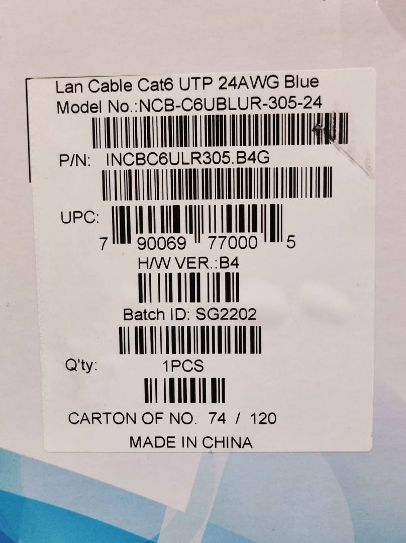 D-LINK UTP Cat6 Pure Copper 305M-Blue 24AWG, Computers & Tech, Parts ...