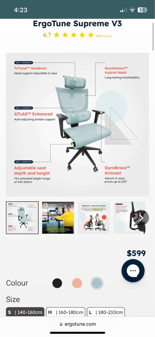 ErgoTune Supreme V3, Furniture & Home Living, Furniture, Chairs on ...