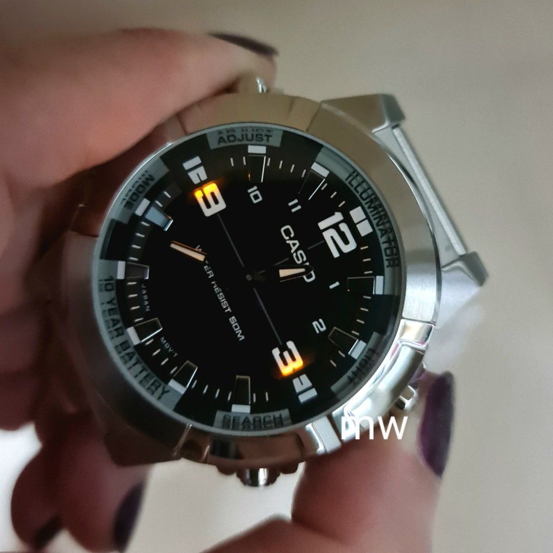 genuine Casio Men world time 50m telememo 30 stainless steel 10 years ...