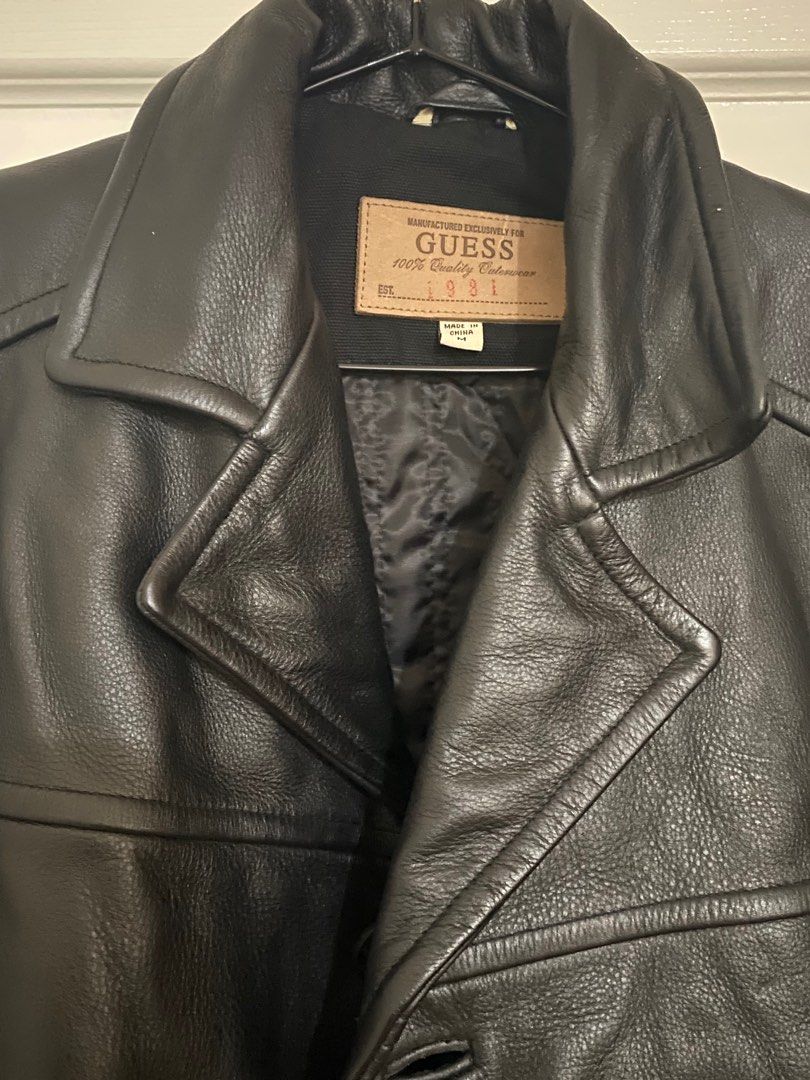 Vintage Guess Leather Jacket (M), Women's Fashion, Coats, Jackets and ...