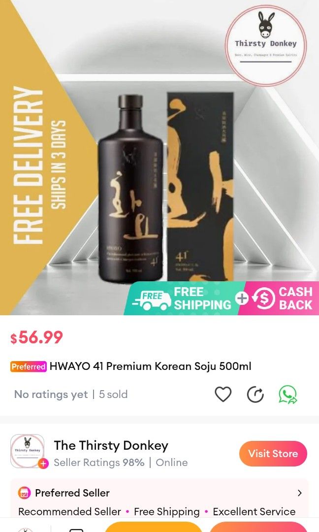 HWAYO Premium Korean Soju, Food & Drinks, Alcoholic Beverages on Carousell