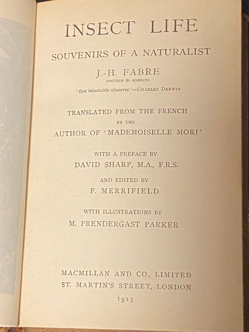 Insect Life: Souvenirs of a Naturalist by J. H. Fabre (Antique book, yr ...
