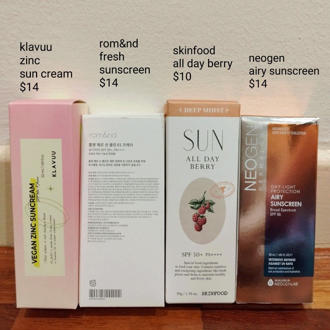 Korean sunscreen UV neogen ROM&ND klavuu skinfood, Beauty & Personal ...
