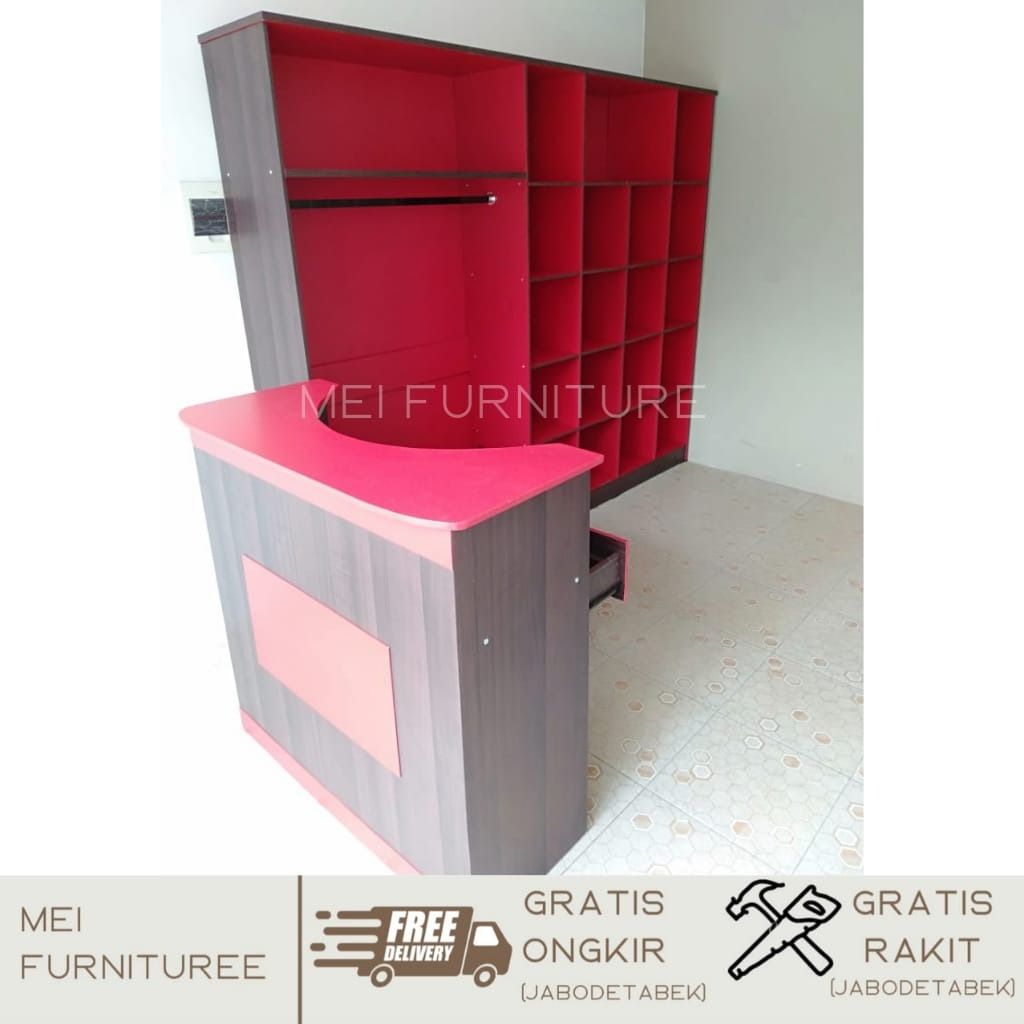 Lemari rak dan meja laundry murah / Meja kasir / Rak paket, Perabotan ...