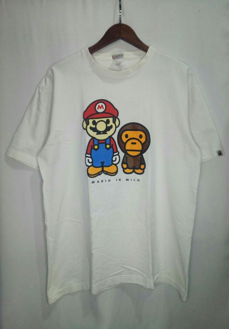 Mario in Milo x Bape Tshirts I Tee, Men's Fashion, Tops & Sets, Tshirts & Polo Shirts on Carousell