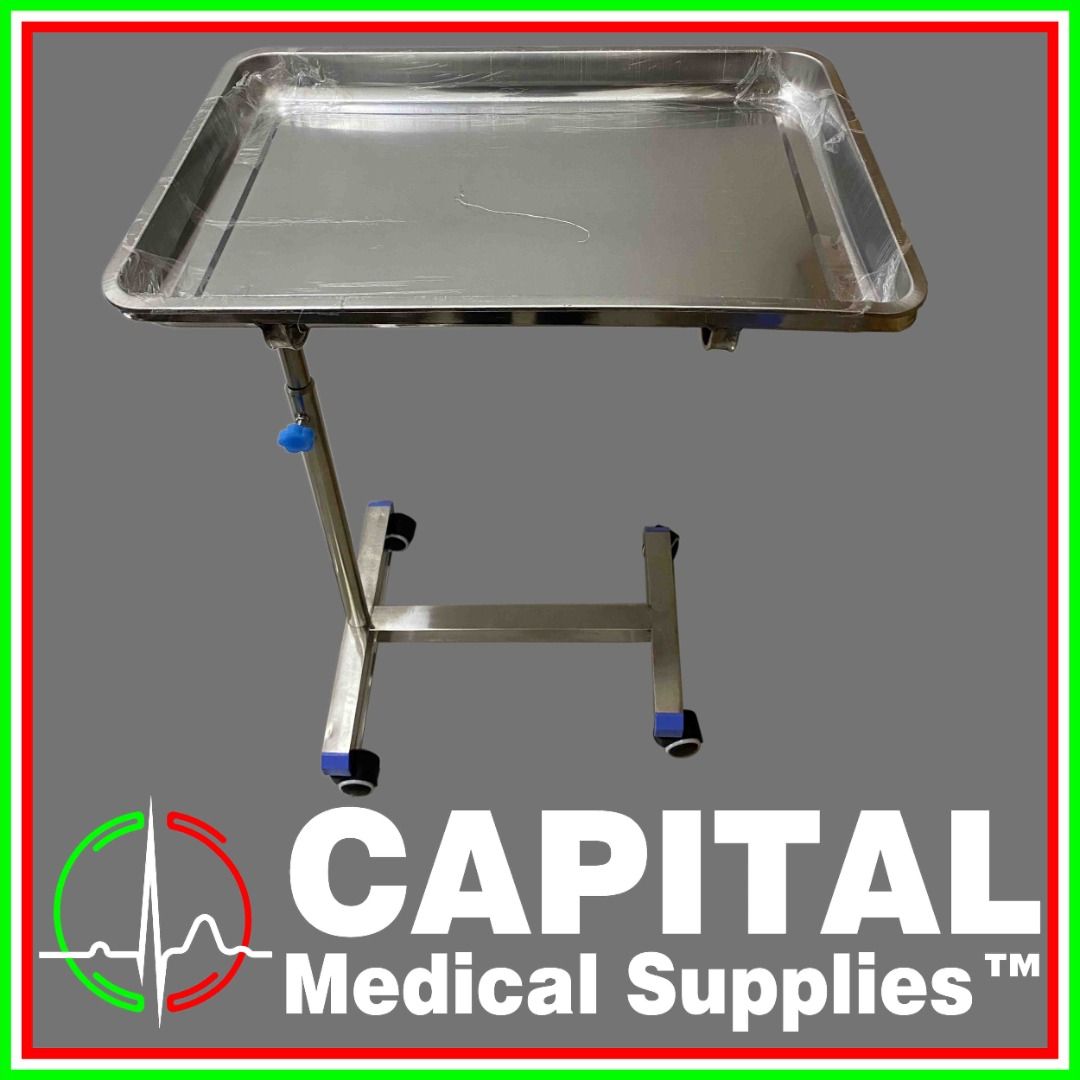 Mayo Table, stainless steel, 4 wheels Adjustable Plate size 59.5x39 ...