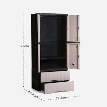 Megabox Boho Wardrobe Cabinet With 2 Drawers MG186RT- Beige, Furniture ...