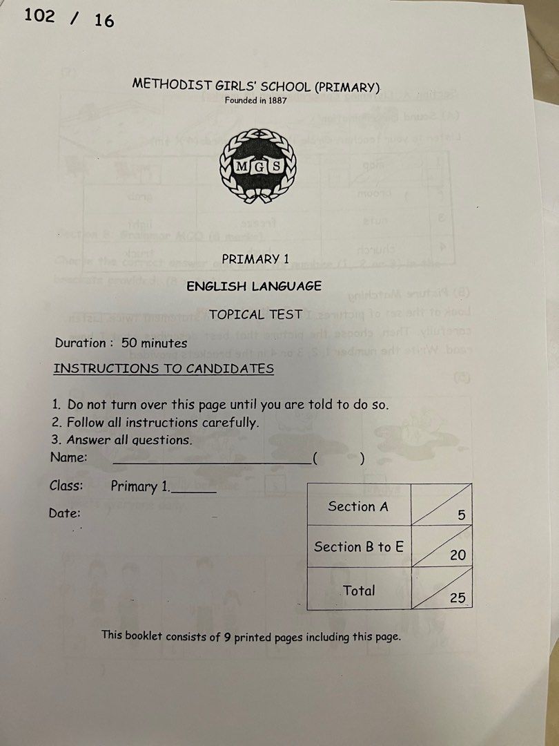 MGS P1 English math Chinese exam papers, Hobbies & Toys, Books ...