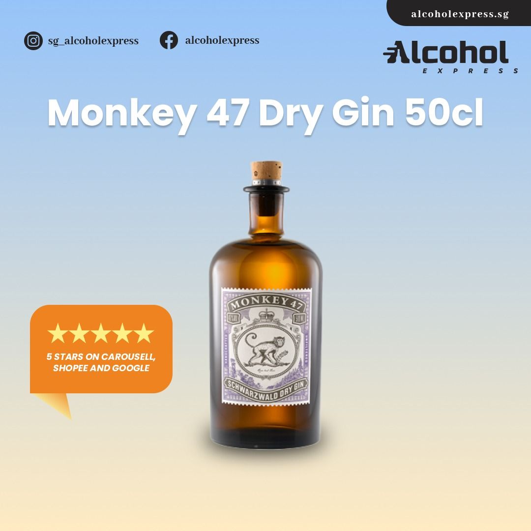 Monkey 47 Dry Gin 50cl, Food & Drinks, Alcoholic Beverages on Carousell