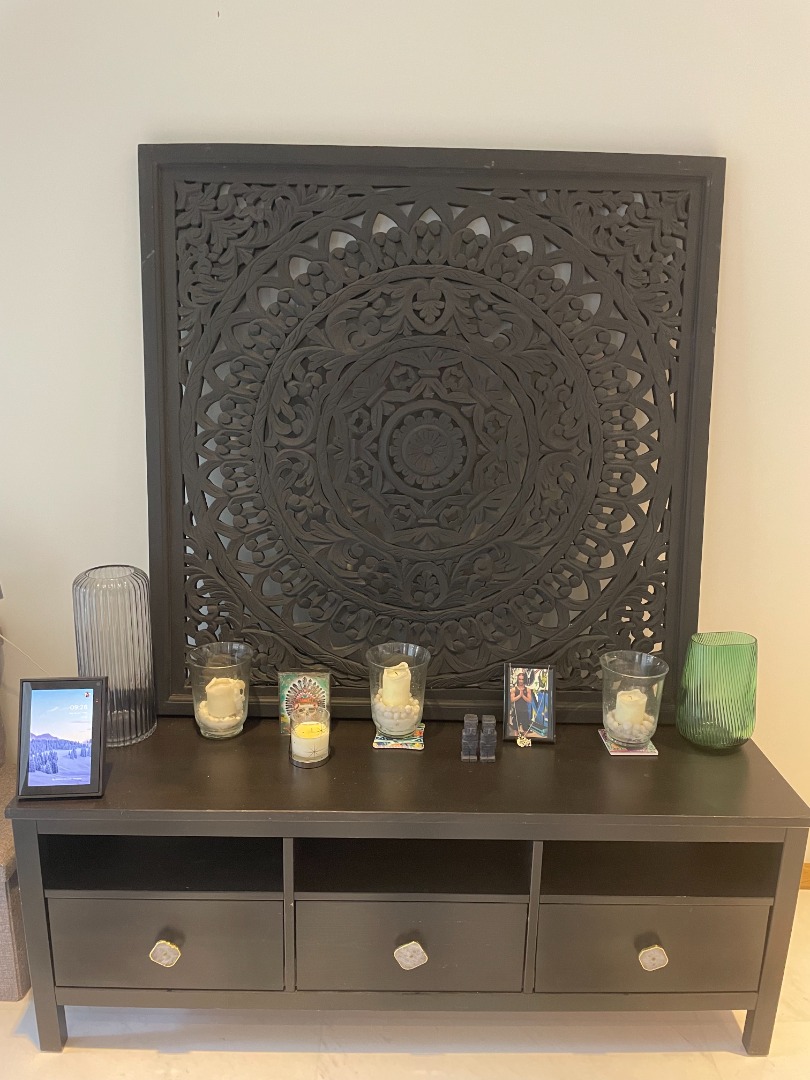 Moving out: Black console table + 5 Tier Black Cupboard + Black Mandala ...