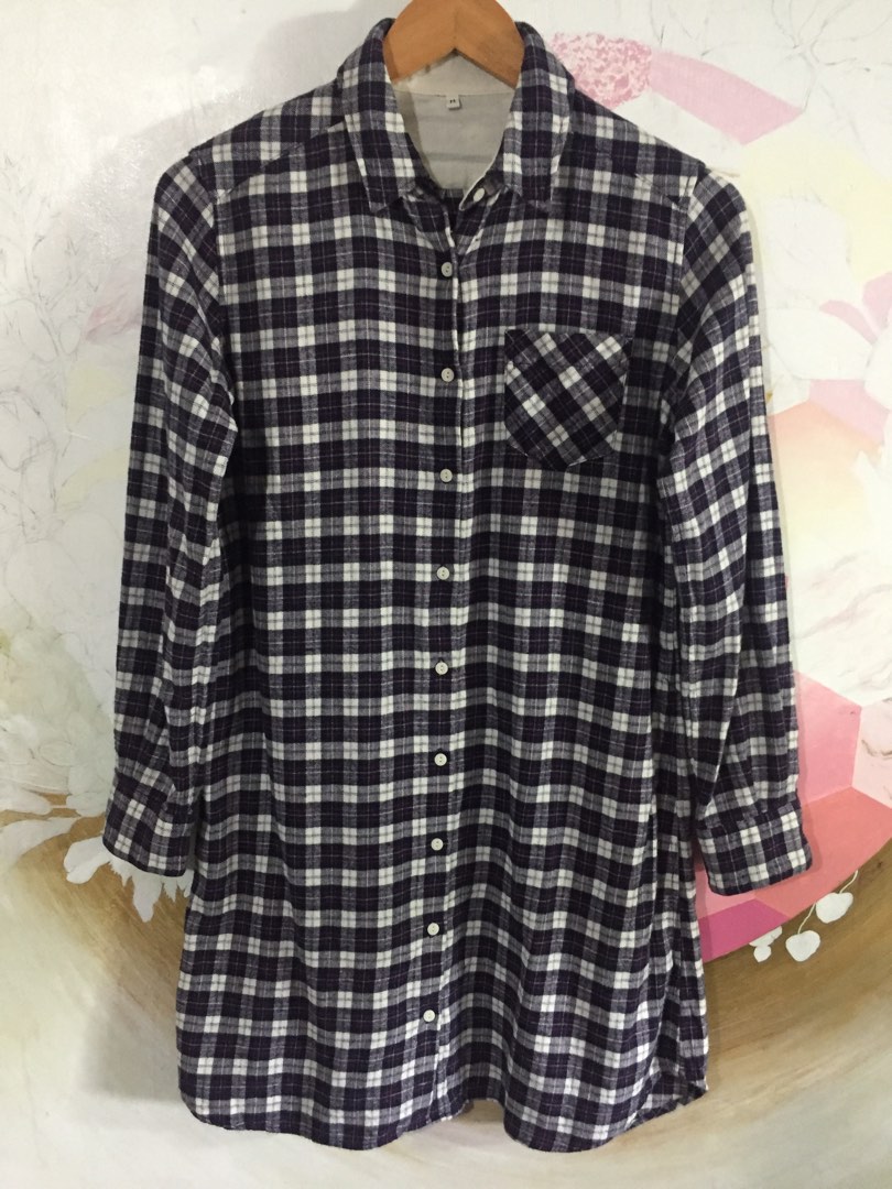 MUJI Flannel Dress, Women's Fashion, Dresses & Sets, Dresses on Carousell
