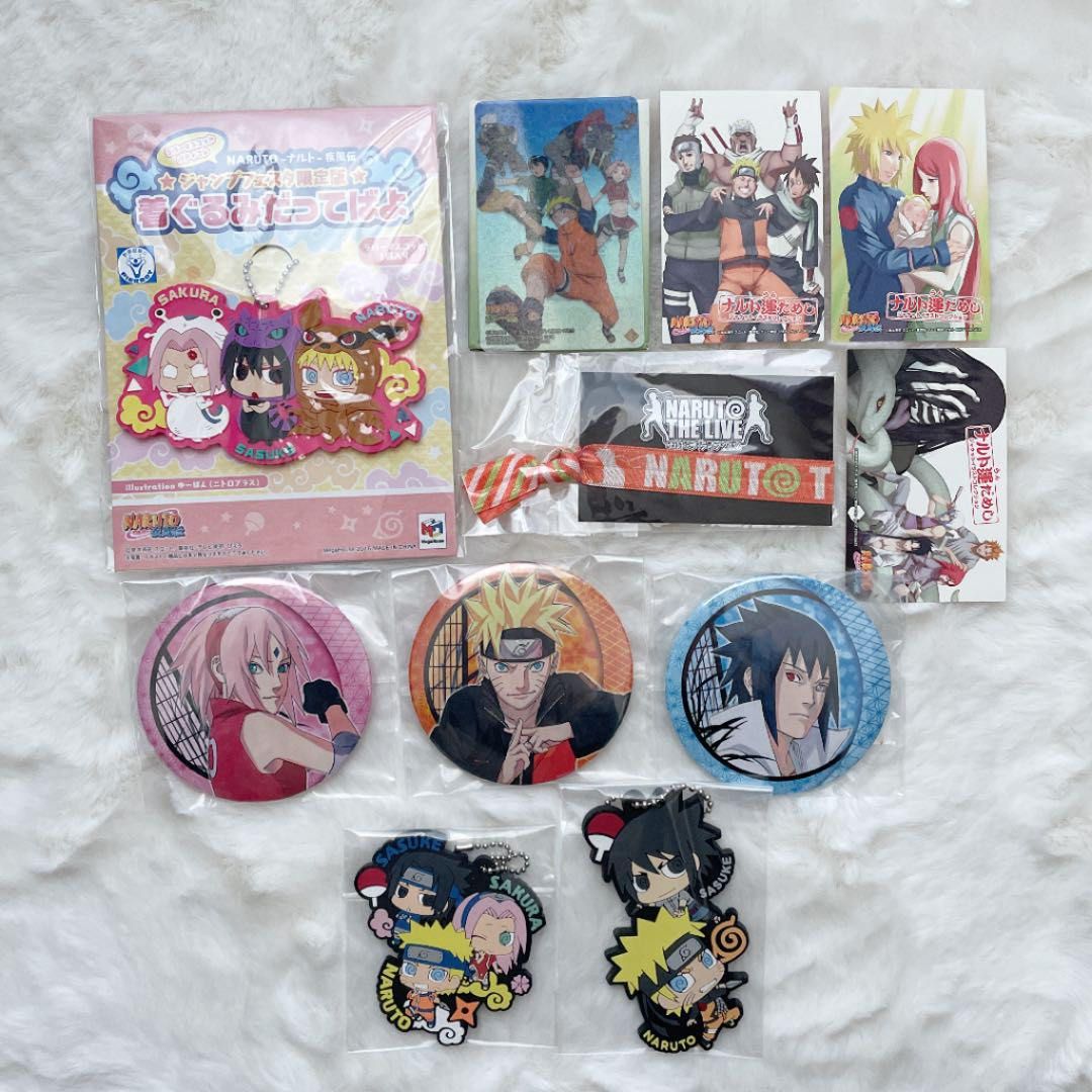 Naruto shippuden live merch keychain badge and bromide card wafer ...