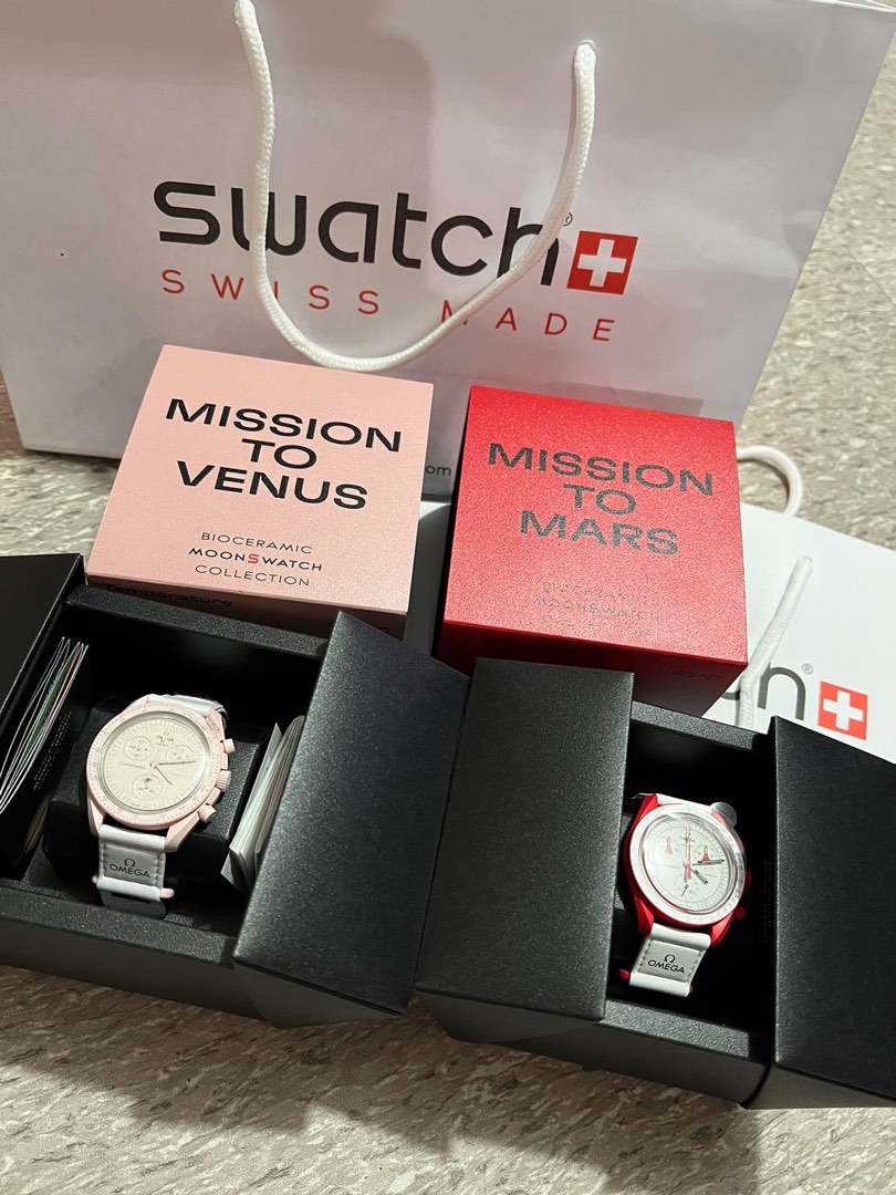 Omega Swatch Moonswatch Mars and Venus, Men's Fashion, Watches ...
