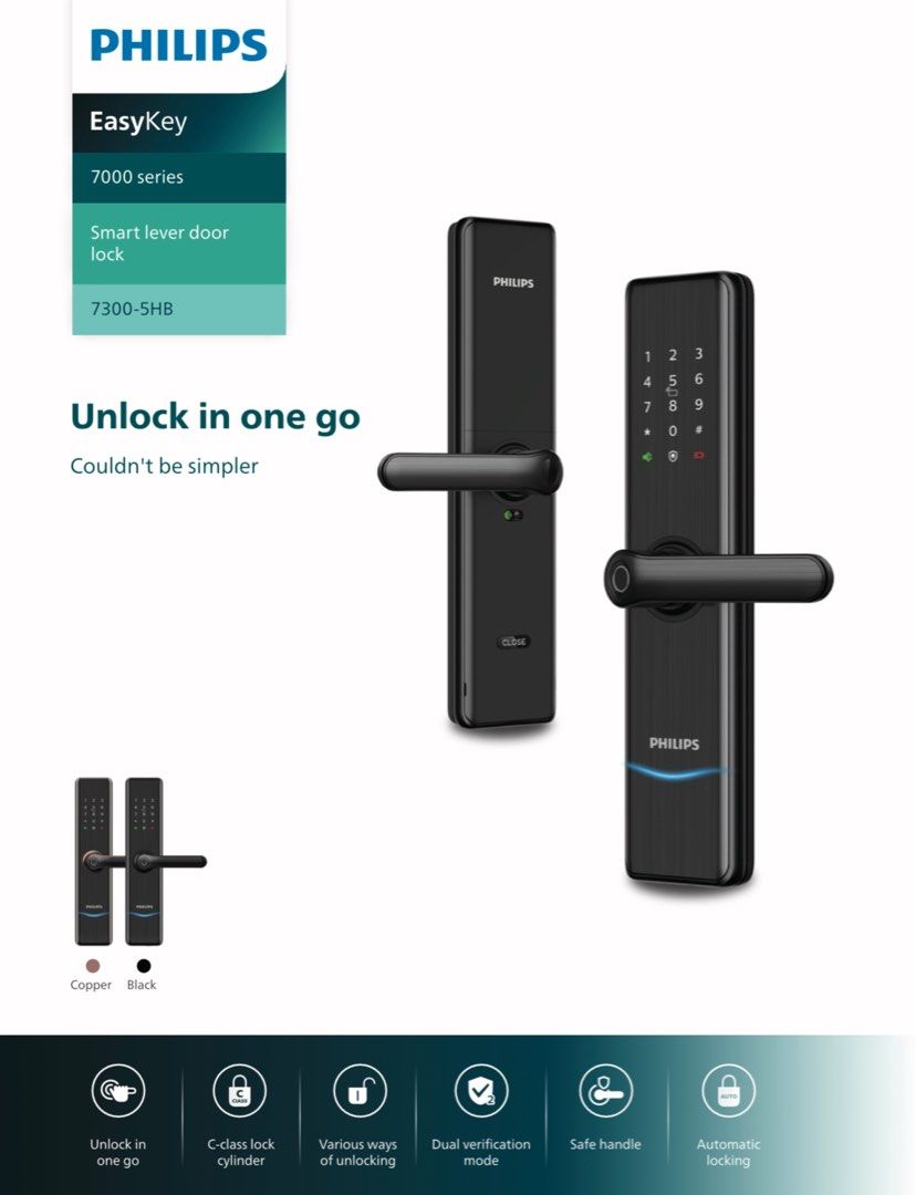 Philips Easykey digital door lock, Furniture & Home Living, Security ...
