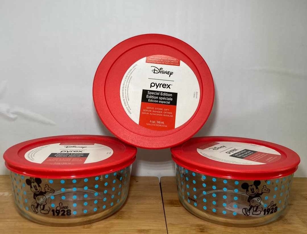 Pyrex Limited Edition Disney Storage 946ml x 3 (Mickey Since 1928 ...
