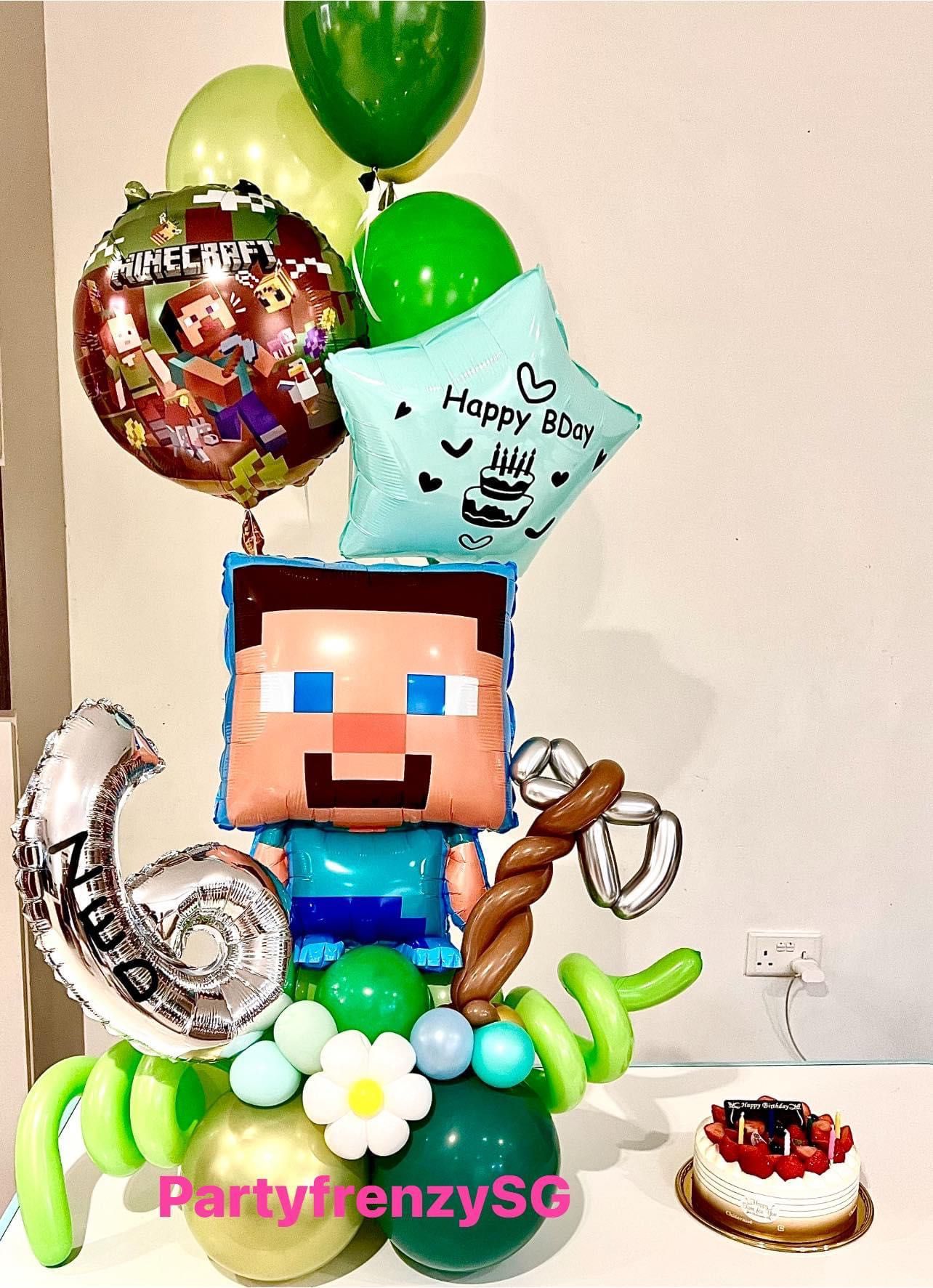 Readymade Minecraft Table Centerpiece | Balloon Minecraft Theme ...
