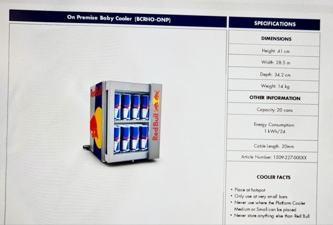 Red Bull Mini Bar Fridge, TV & Home Appliances, Kitchen Appliances ...