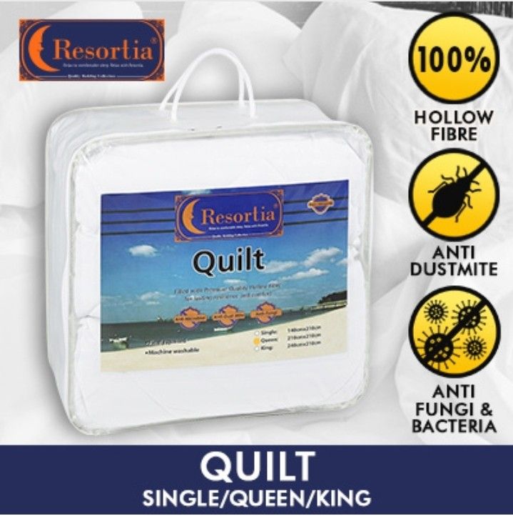 RESORTIA 100% Hollow Fibre Silky Soft Quilt ANTI-BACTERIA ANTI-FUNGUS ...