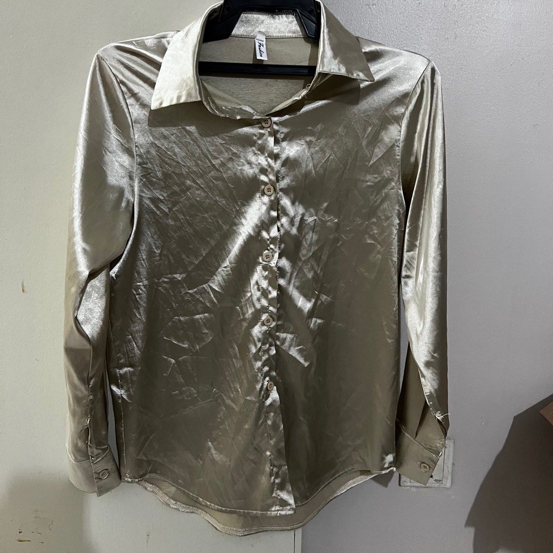 Satin Top, Women's Fashion, Tops, Blouses on Carousell