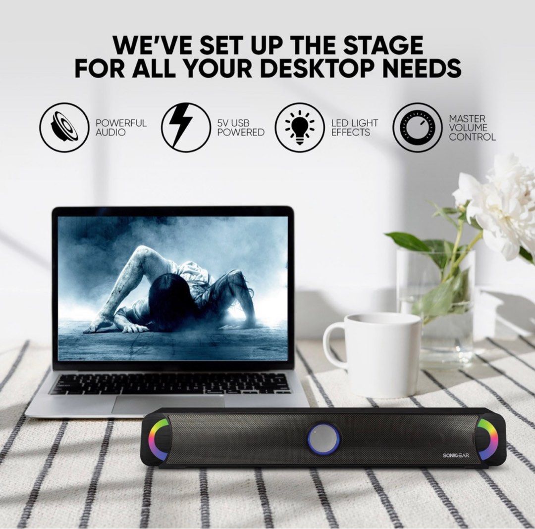 SonicGear U300 Powerful Sound Bar Speakers with Brilliant Light Effects ...
