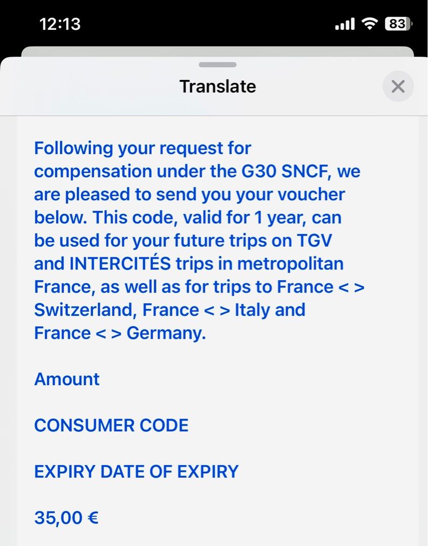 TGV INOUI Train Voucher, Tickets & Vouchers, Vouchers on Carousell