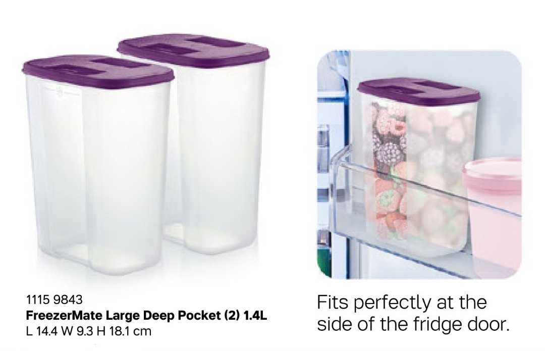 Tupperware FreezerMate Deep Pocket Large 2.4L, Furniture & Home Living ...