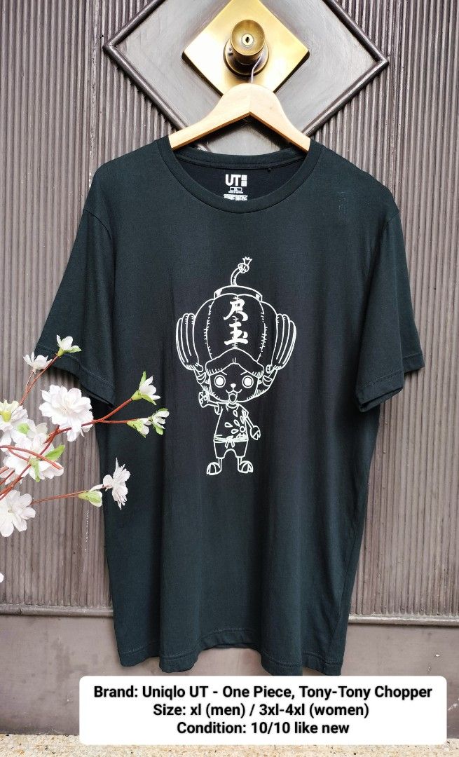 Uniqlo UT One Piece Tony Tony Chopper Black Shirt, Men's Fashion, Tops ...