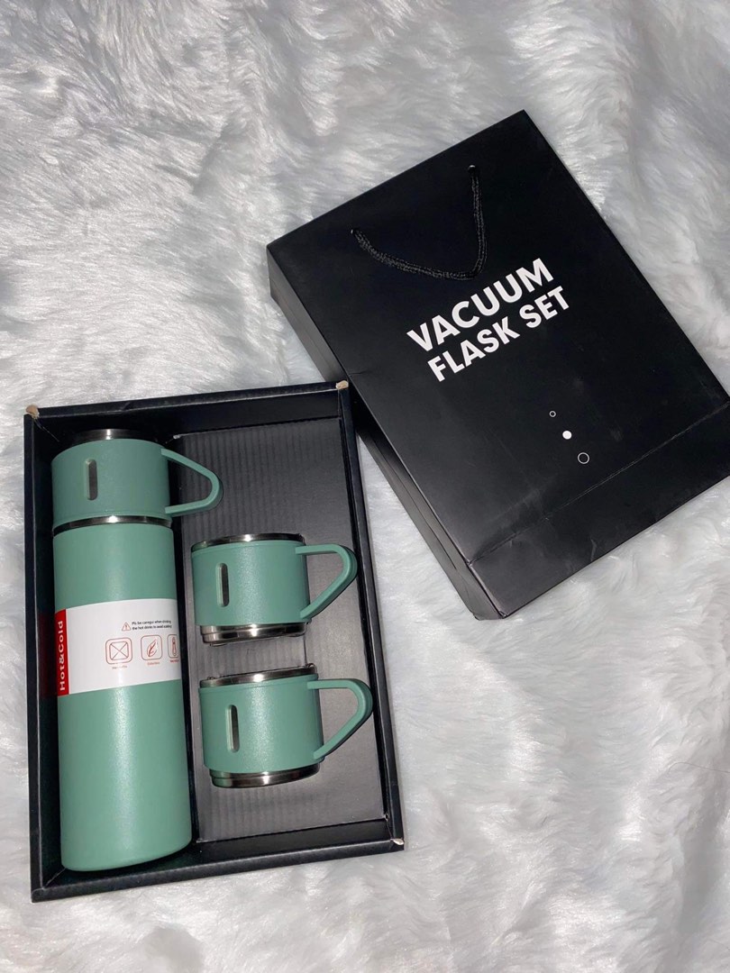 VACUUM FLASK SET with 2 Cups, Furniture & Home Living, Kitchenware ...