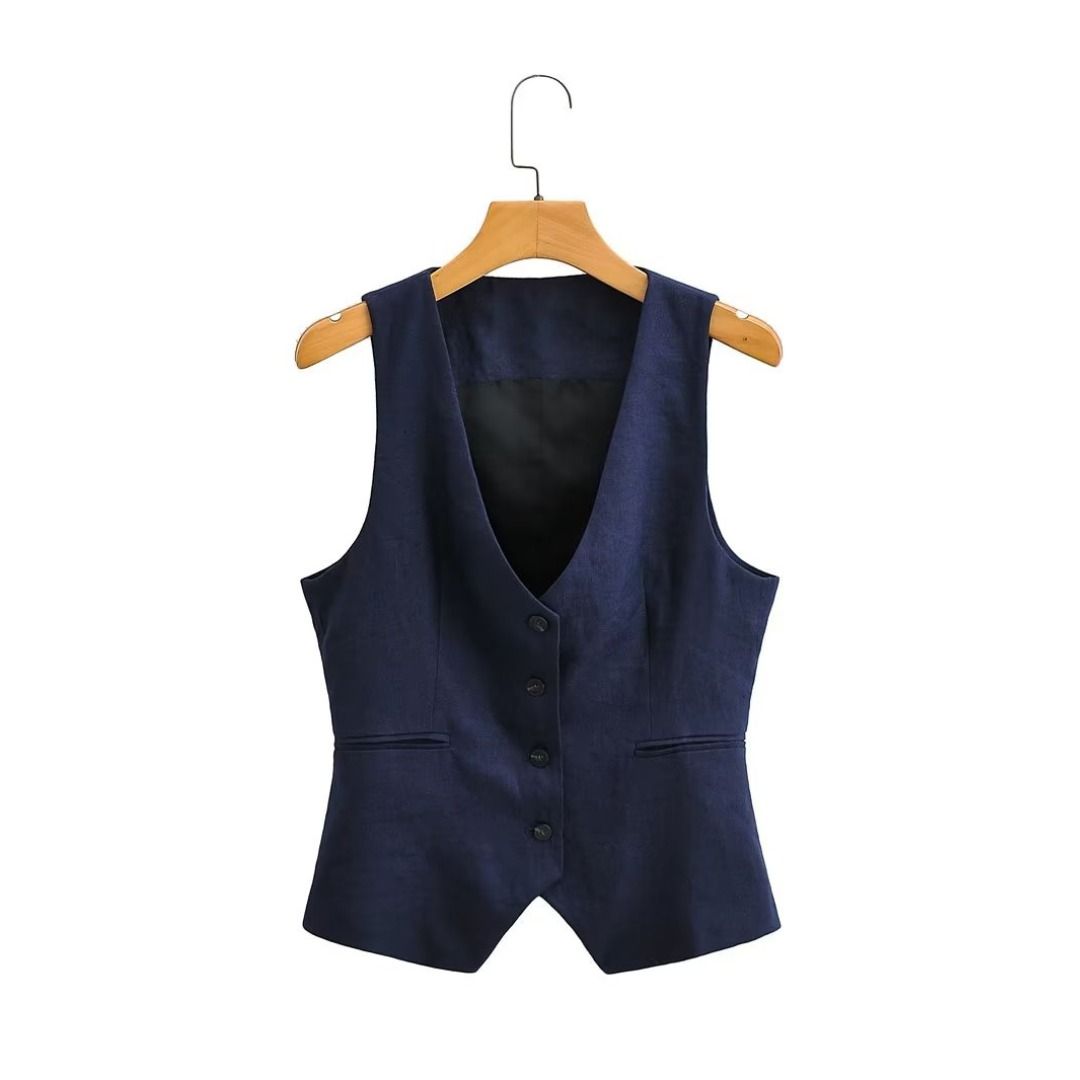 Vest Wanita Polos Warna Navy Basic Korean Sleeveless Vest, Fesyen ...