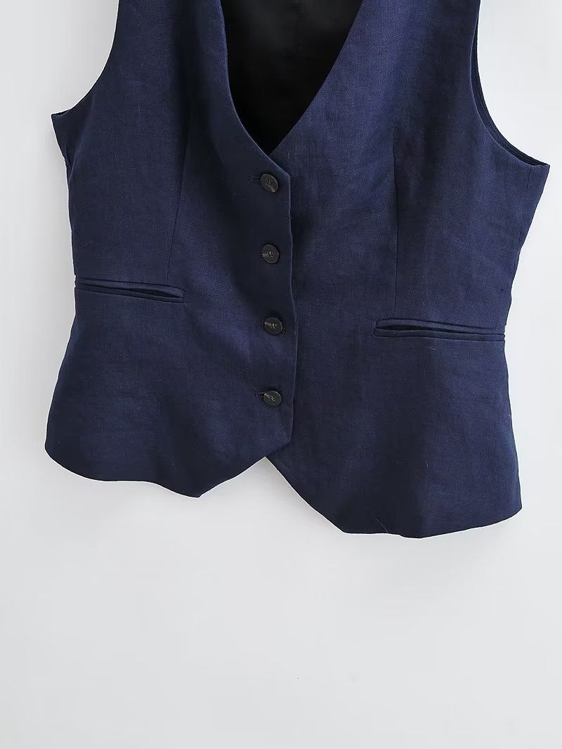 Vest Wanita Polos Warna Navy Basic Korean Sleeveless Vest, Fesyen ...