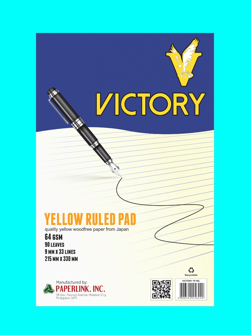 VICTORY Yellow Pad 90 Leaves - IMPROVED! NOW 64GSM! Paper from Japan ...
