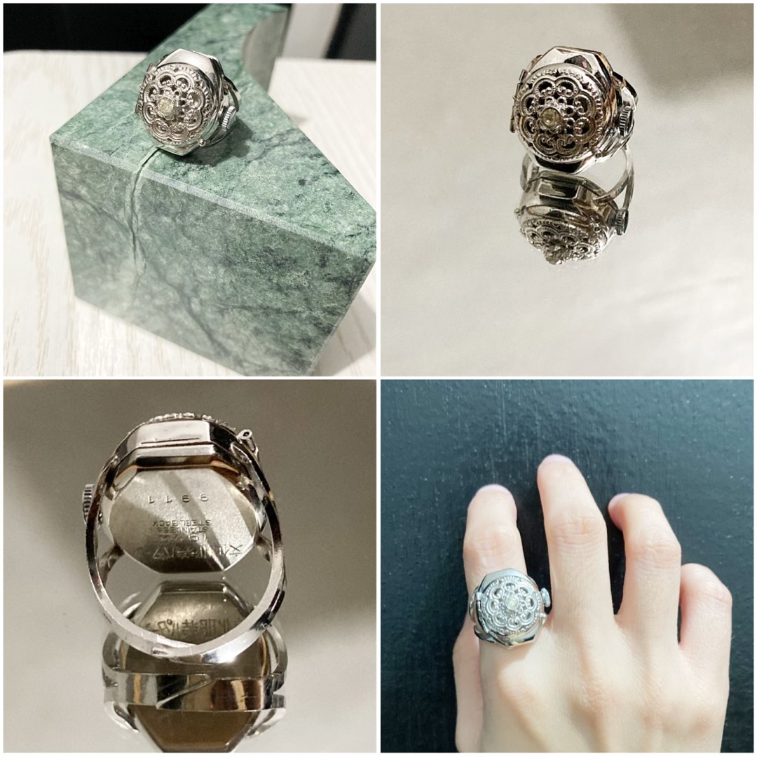 Vintage Hand Wind Locket Watch Ring, Women's Fashion, Jewelry ...