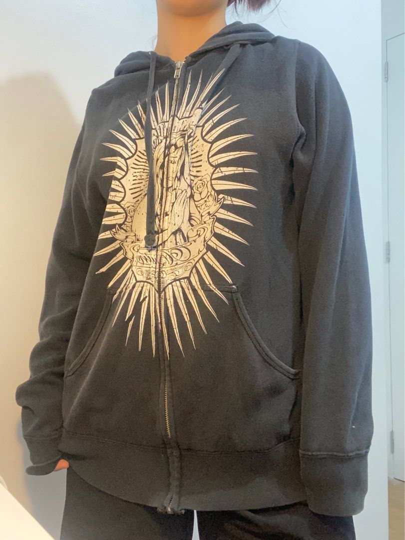 y2k grunge goth alt black hoodie, Women's Fashion, Coats, Jackets and ...