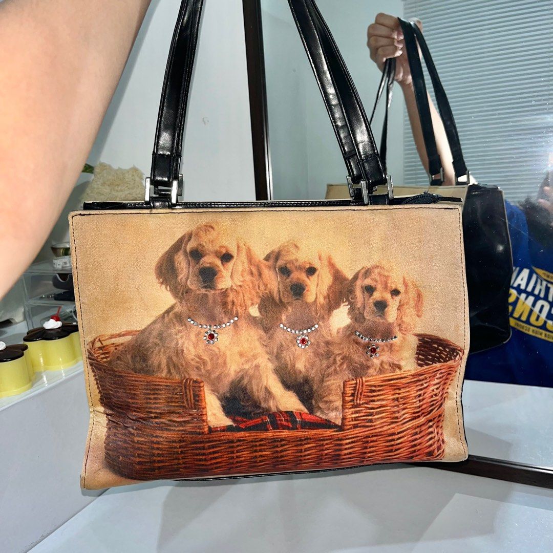 y2k statement graphic puppy dog shoulder tote bag 2000s retro vivienne ...