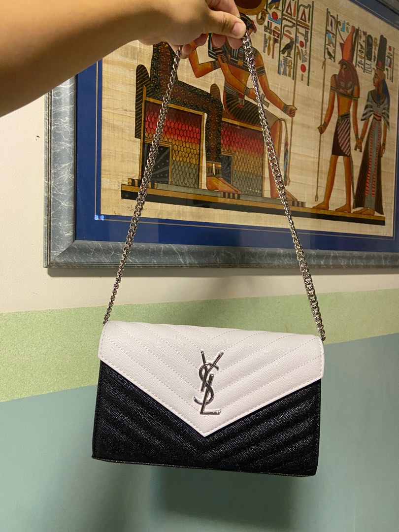 YVES SAINT LAURENT (YSL) Grain De Poudre Matelasse Chevron Bi-Color ...