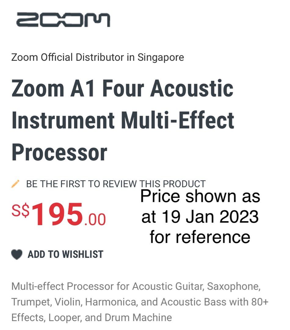 Zoom A1 FOUR Acoustic Multi-Effects Processor, Hobbies & Toys, Music & Media, Music Accessories ...