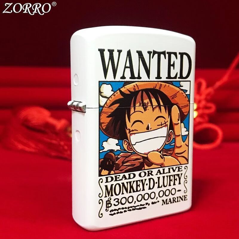 ZORRO One Piece Luffy Kerosene Lighter Pure Copper Engraving Flip Cover ...