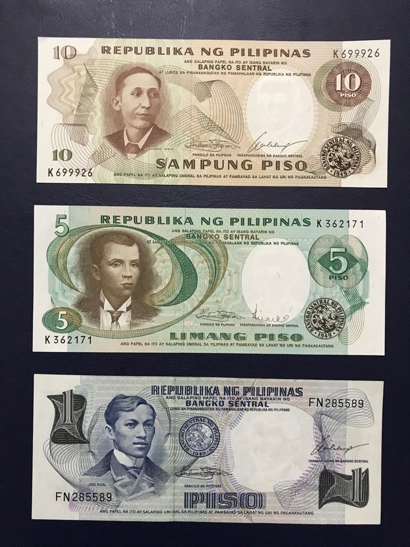 1969 - 1972 Complete set of "Filipino Series" of Philippines piso ...