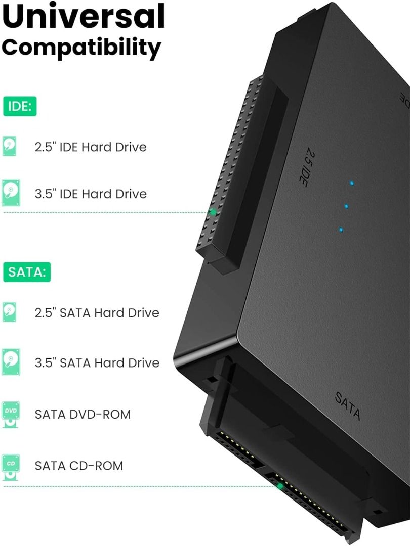 [3493] UGREEN USB IDE Adapter USB 3.0 to Sata IDE Hard Drive Converter ...