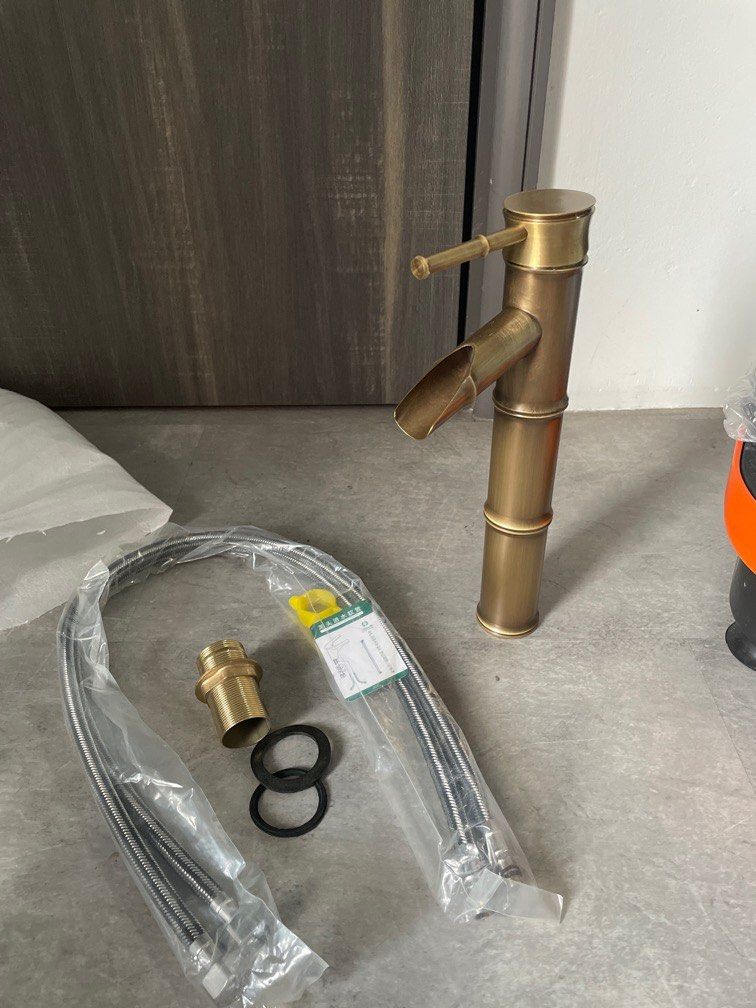 Antique gold bamboo sink tap complete with fittings, Furniture & Home ...