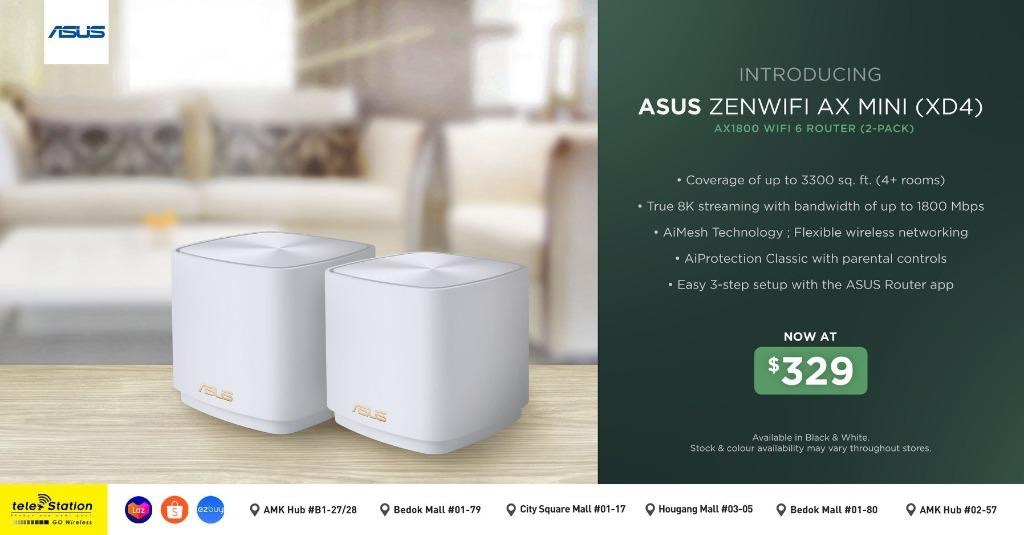 Asus ZenWiFi AX XD4 Mini 2-Pack AX1800 WiFi 6 Mesh (White), Computers ...