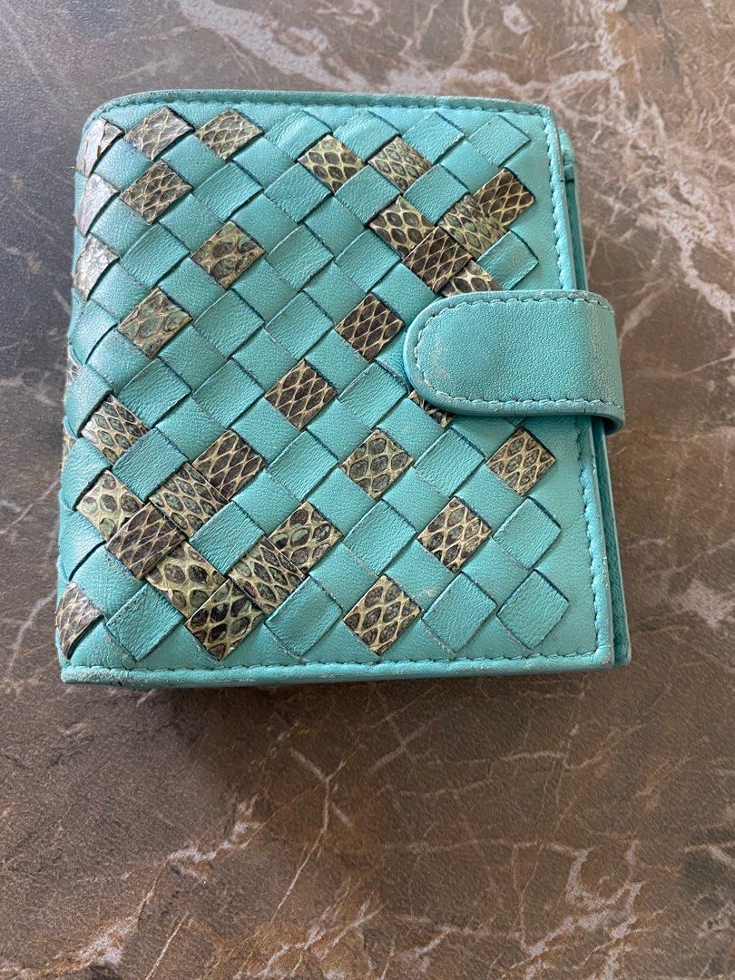 Bottega Veneta Wallet Torquoise with Snake Skin Weave (Limited Edition ...