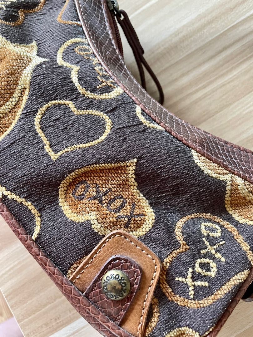 Brown Vintage XOXO Embroidered Baguette bag, Women's Fashion, Bags ...